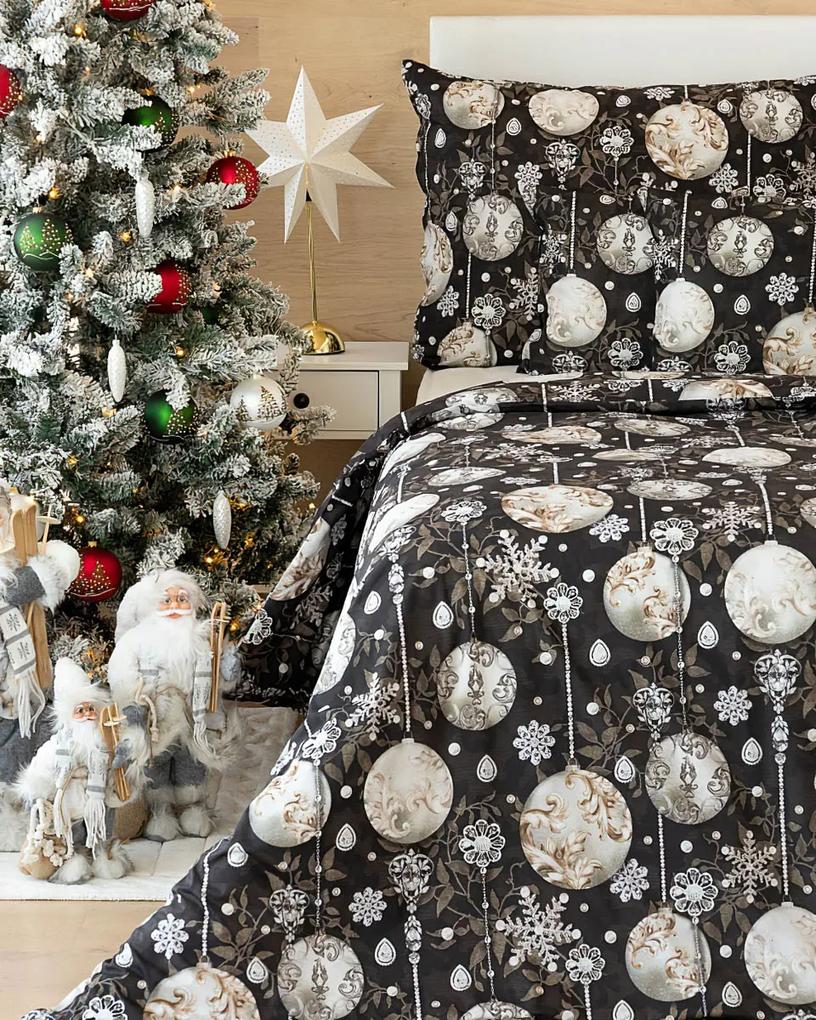 Matějovský Povlečení DIAMOND, vánoční vzor, hnědé, bavlna hladká digitál, 140x220cm + 70x90cm