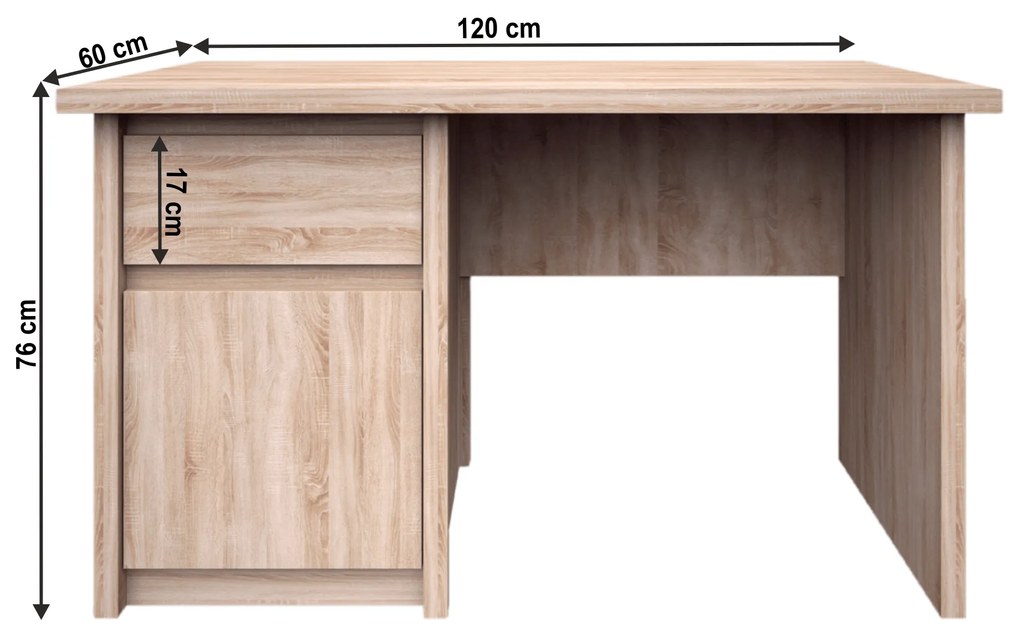 Kondela PC stůl 1D1S / 120, dub sonoma, NORTY TYP 12