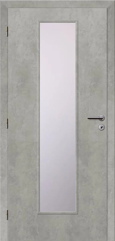 Solodoor Interiérové dveře Etta 7, 80 L, 80 × 197 cm, fólie, levé, beton, prosklené
