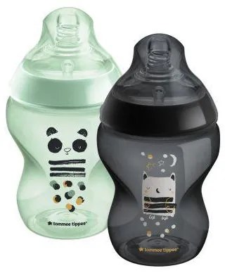 Tommee Tippee Kojenecká láhev s obrázky C2N, 2ks 260ml, 0+m Modrá