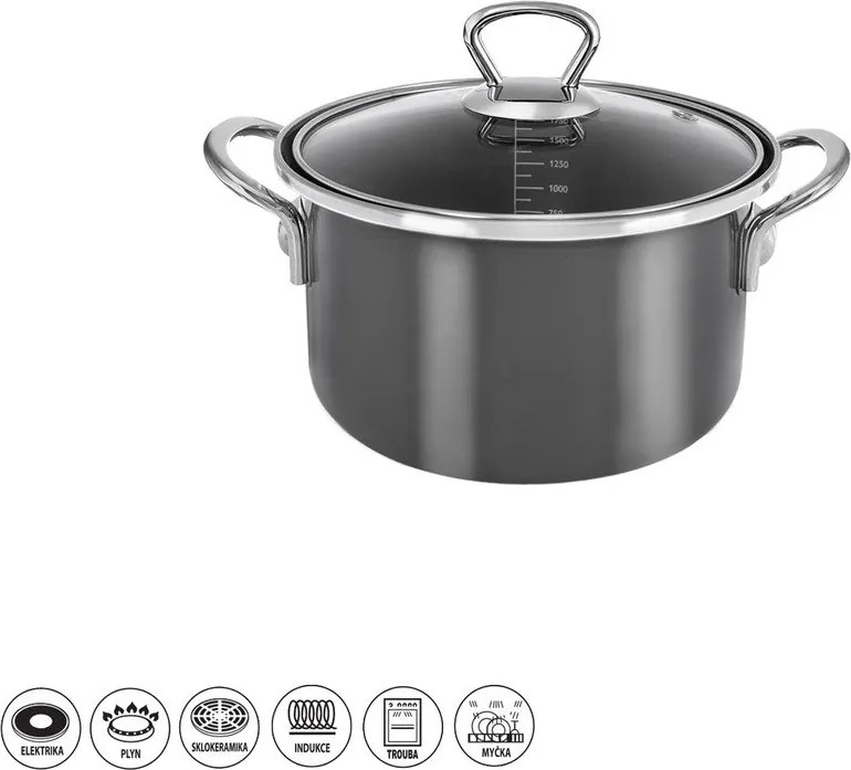 Smaltovaný hrnec s pokličkou 1,75 l Metalic – Orion