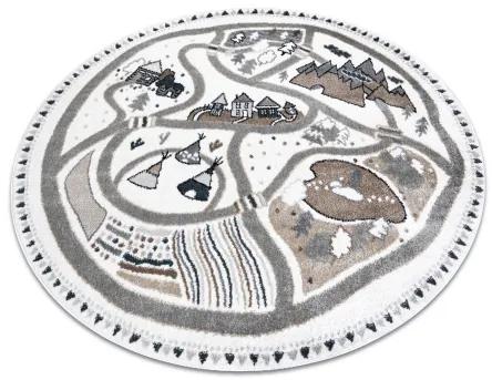 Dywany Luszczow Kulatý koberec FUN Land pro děti, ulice, vesnice - krém Rozměr koberce: 160 cm KRUH
