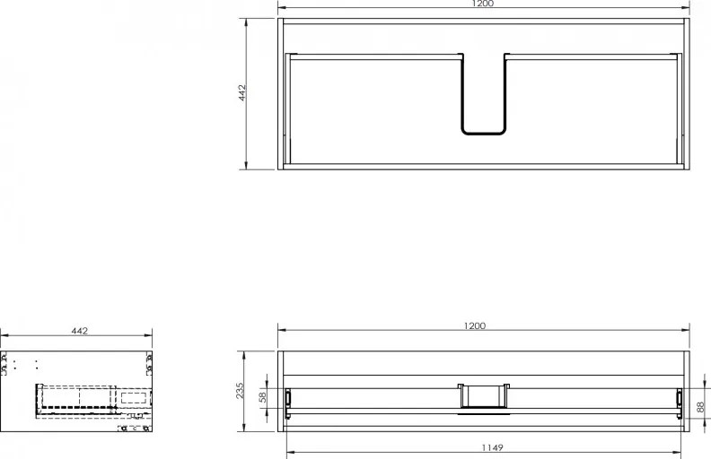 Mexen Box-A, závěsná skříňka 120 cm, 1 zásuvka, bílá matná, 91AX0-1200-235-1-01