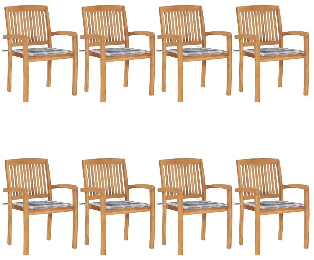 Stohovatelné zahradní židle s poduškami 8 ks masivní teak 3073254