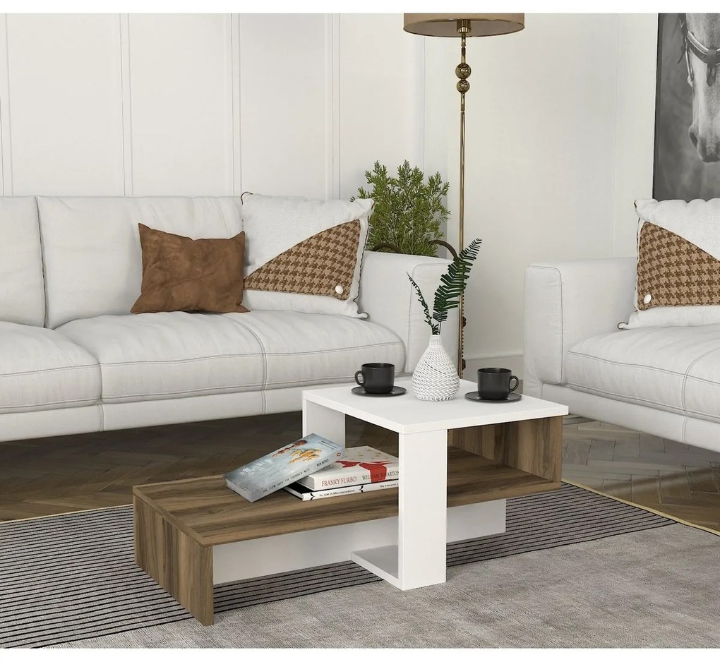Konferenční stolek Chain White and Walnut