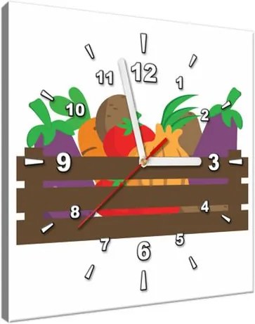 Tištěný obraz s hodinami Bednička se zeleninou 30x30cm ZP4056A_1AI