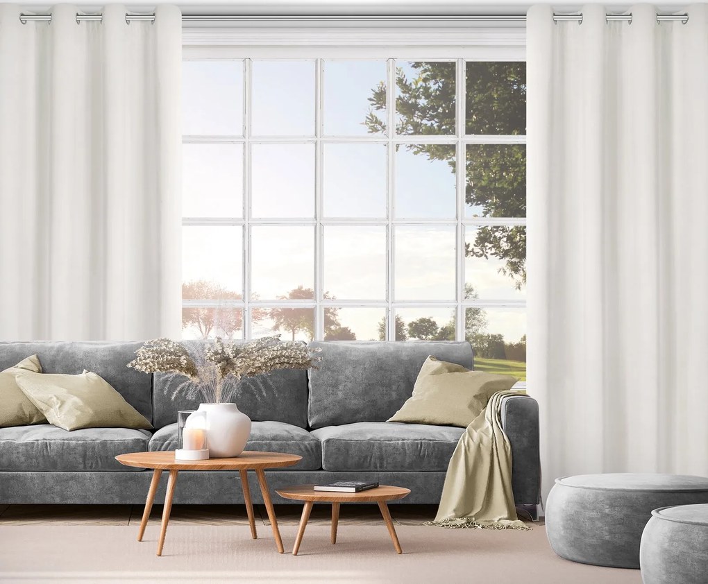 ZATEMŇOVACÍ ZÁVĚS (100%) NA KROUŽCÍCH NITA 140X250 CM KREMOVÁ