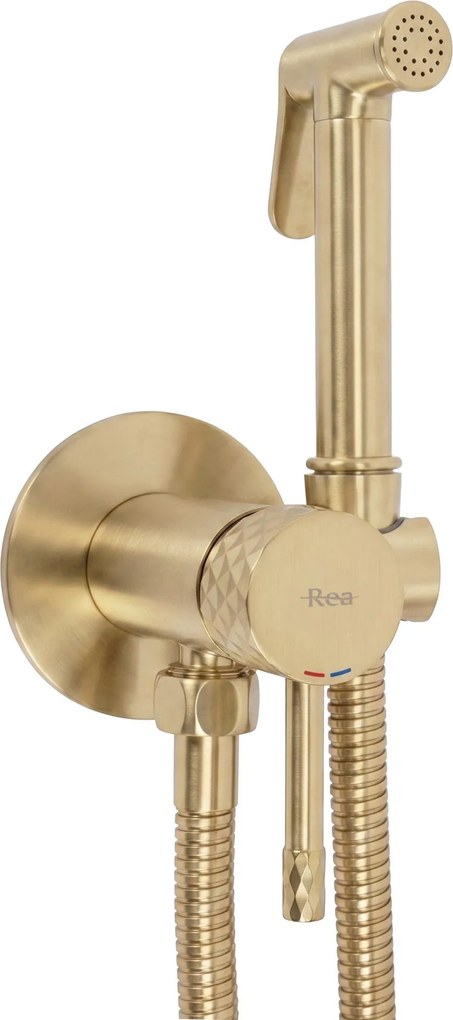 Rea Lungo Loop Diamond, podomítková bidetová baterie, broušené zlato, REA-B3330