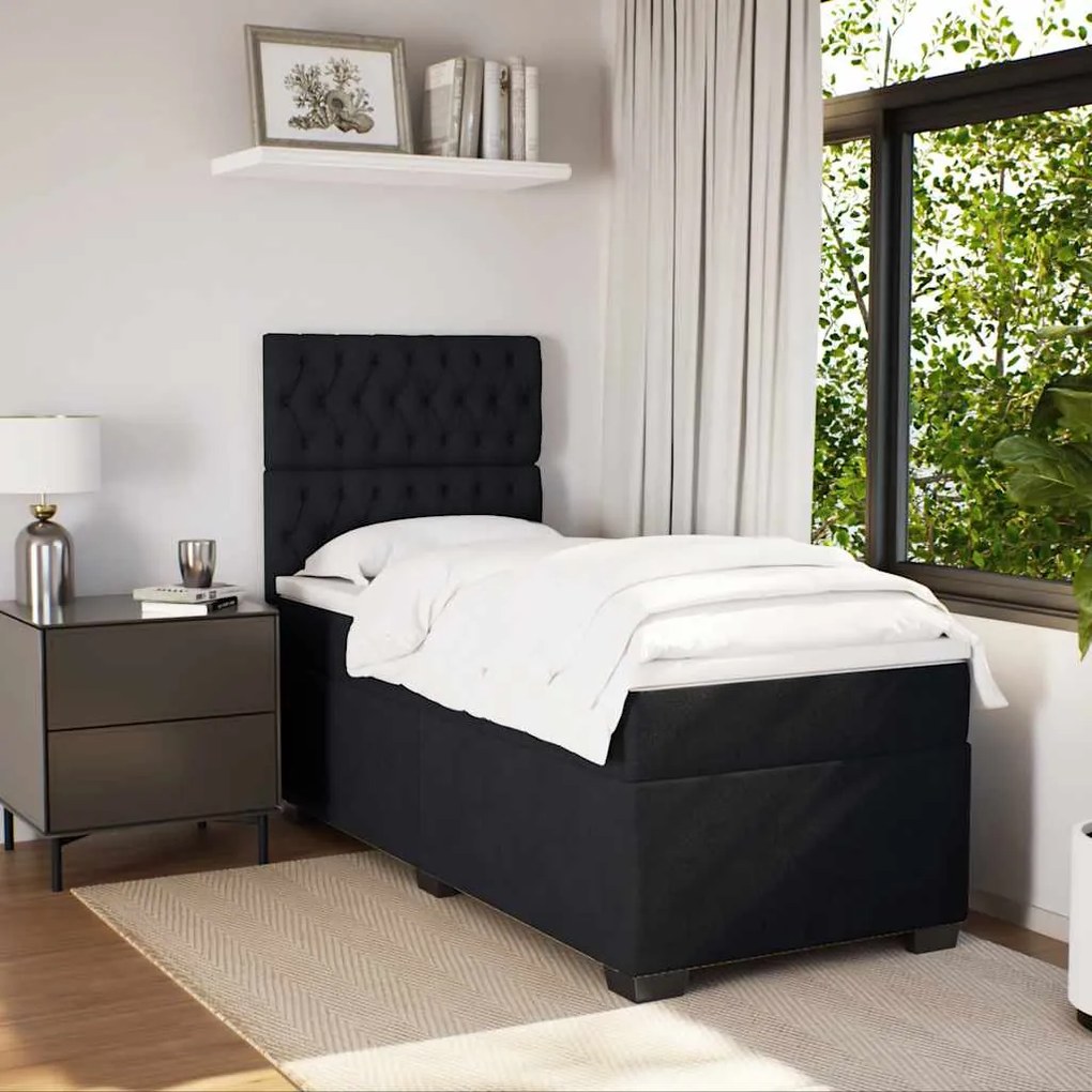 Box spring postel s matrací černá 80 x 200 cm samet 3293070