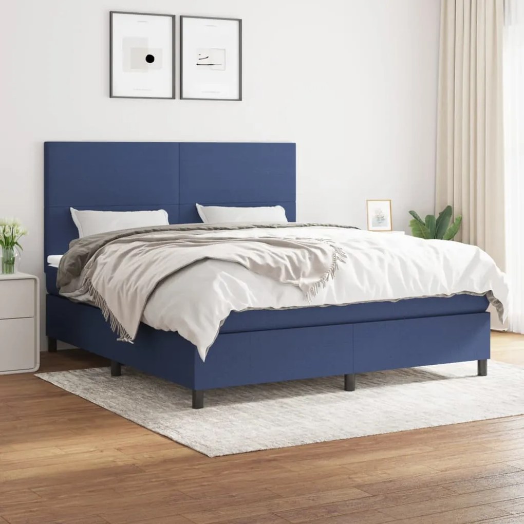 Box spring postel s matrací modrá 180x200 cm textil 3141639
