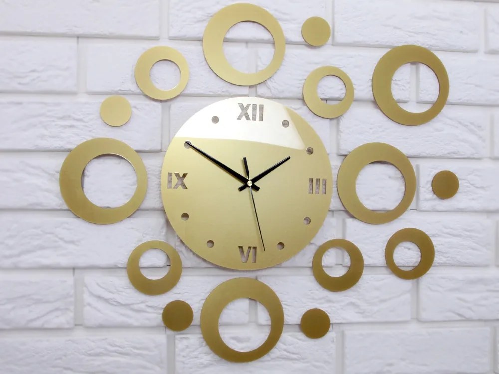 3D nalepovací hodiny Ring zlaté