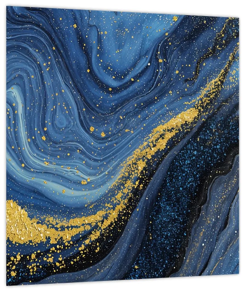 Obraz -Modro-zlatá abstrakce (30x30 cm)