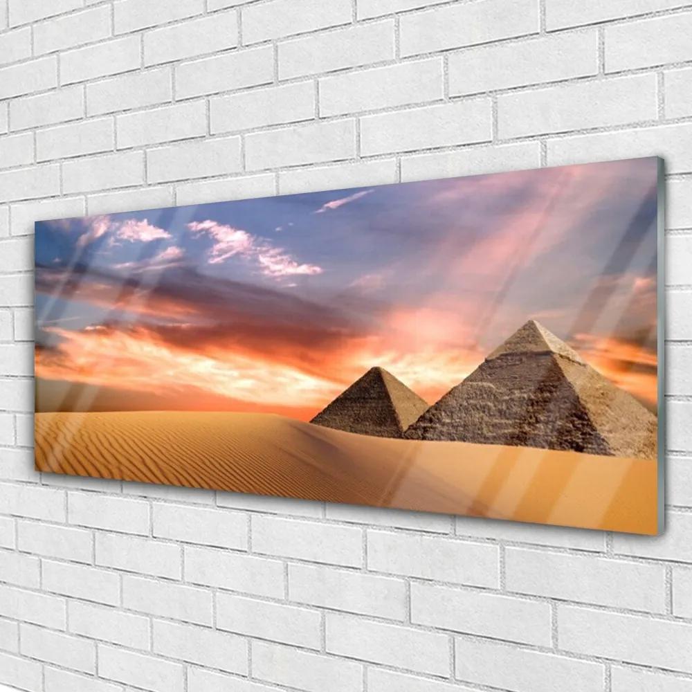 akrylový obraz Poušť Pyramidy 125x50 cm