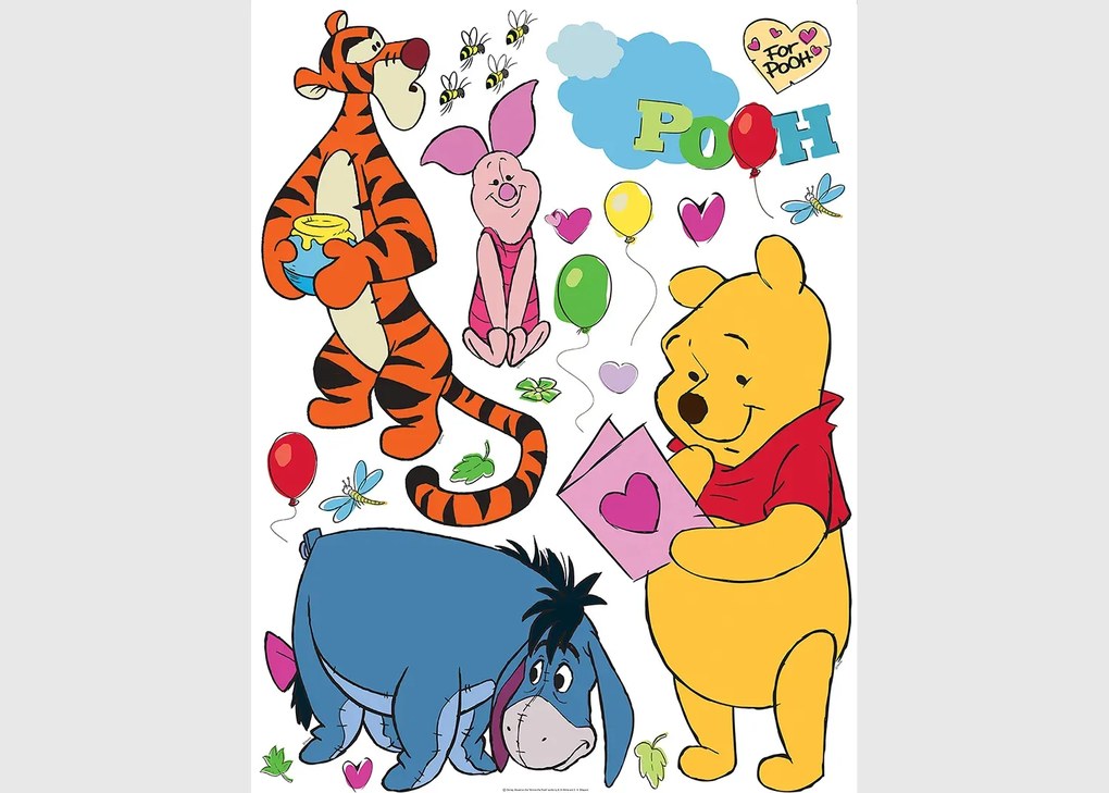 Dětská samolepka na zeď Disney Medvídek Pú – Všichni Přátelé | 65 x 85 cm | DDK861