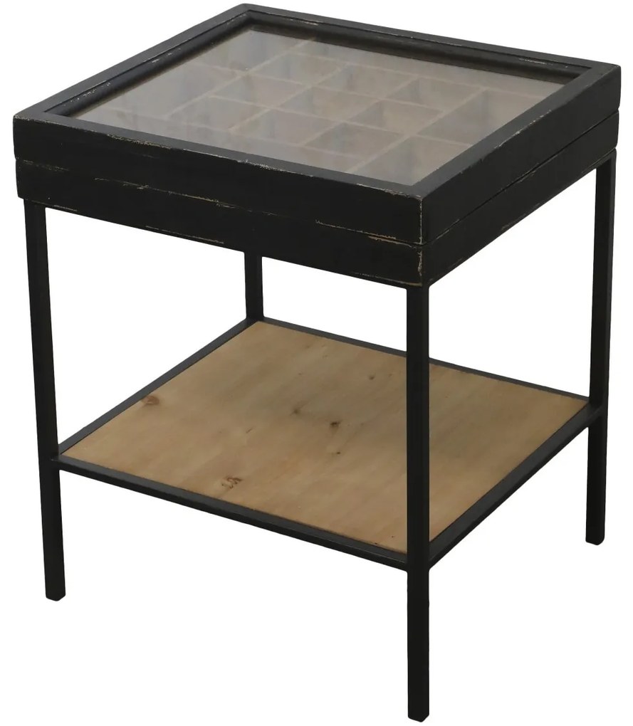 Černý antik dřevěný coffee stolek s přihrádkami Storien - 44*41*53 cm