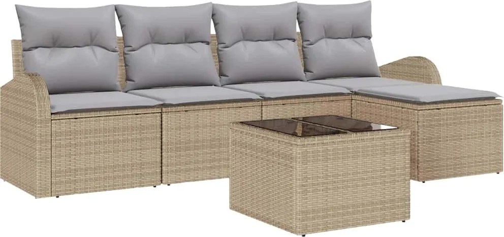 Set pohovek 6 ks Béžová a Světle šedá polyratan 3354679