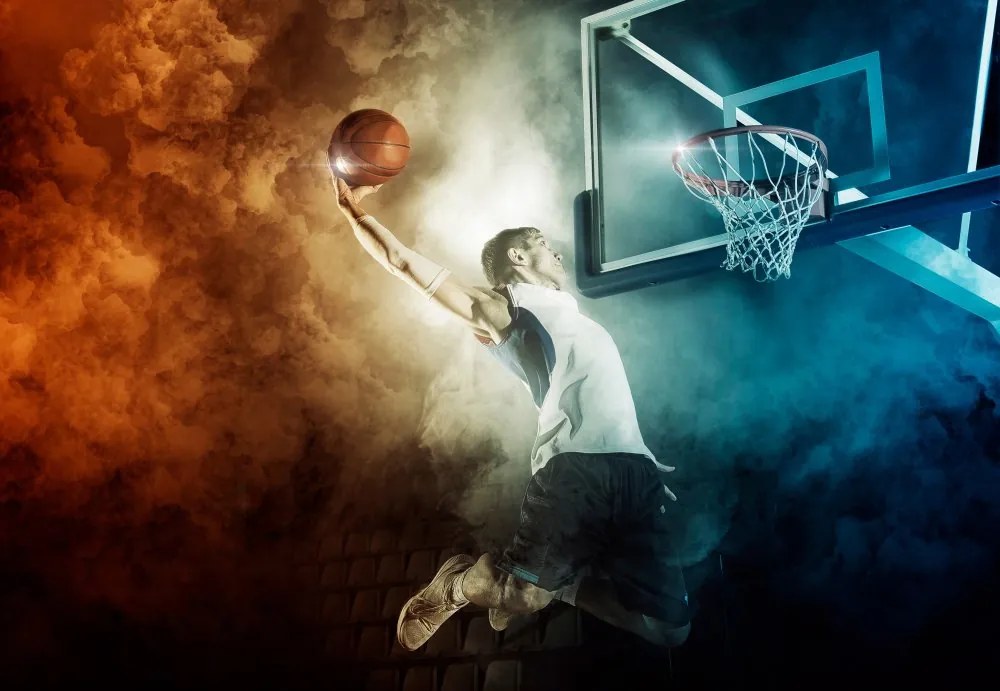 Fototapeta Basketbalový Hráč Udělal Dunk Samolepící tapety 254x184
