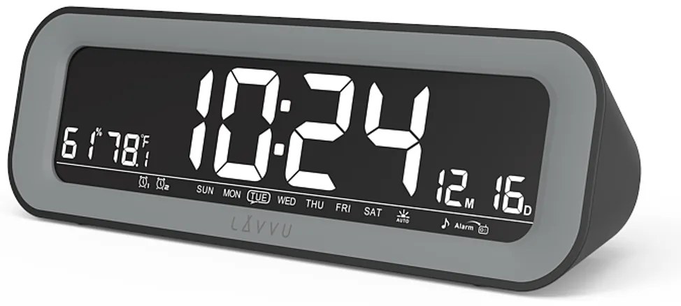 LAVVU Černý digitální budík SMART do sítě s rádiem   LAD4010