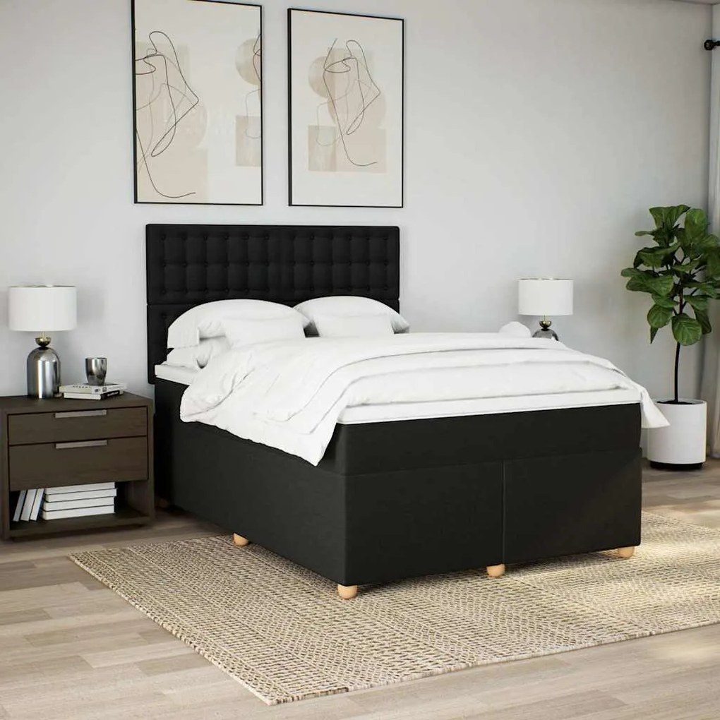 Box spring postel s matrací černá 160x200 cm textil 3293647