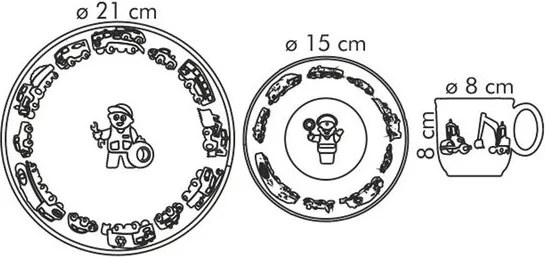TESCOMA Jídelní souprava BAMBINI, autíčka, 3 ks