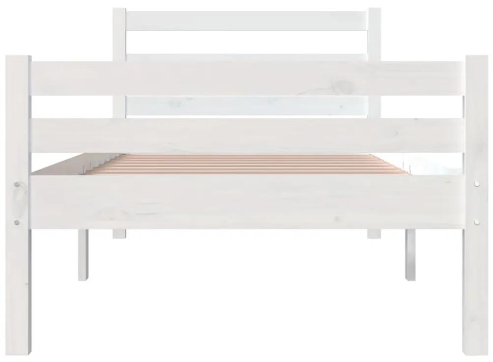 Rám postele bílý masivní dřevo 90 x 190 cm jednolůžko - Default Title