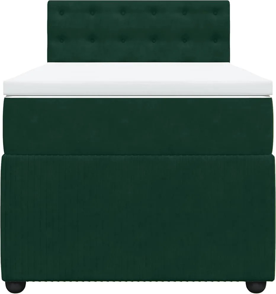 Box spring postel s matrací tmavě zelená 90x200 cm samet 3289941