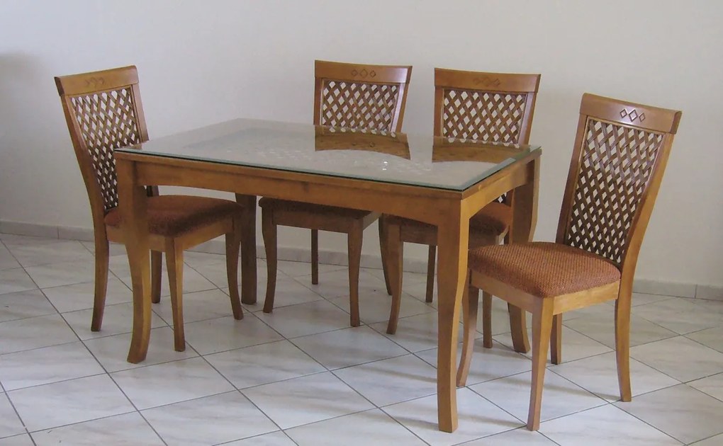 Jídelní set - stůl Kingston II a 4 židle Kingston, teak světlý