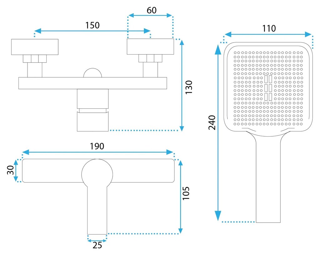 Nástěnná sprchová baterie REA ARGUS, zlatá kartáčovaná