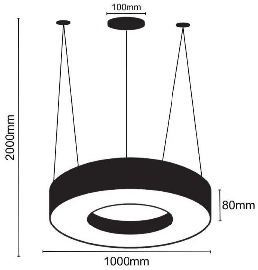 LED Lustr na lanku LED/50W/230V 4000K pr. 100 cm černá