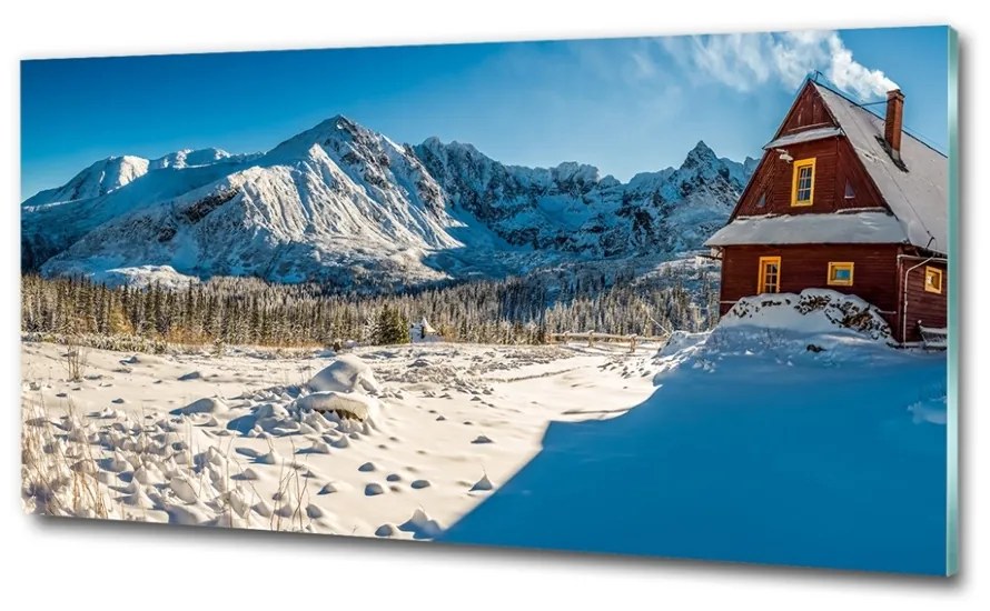 Wallmuralia Fotoobraz na skle Domek v horách 100x50