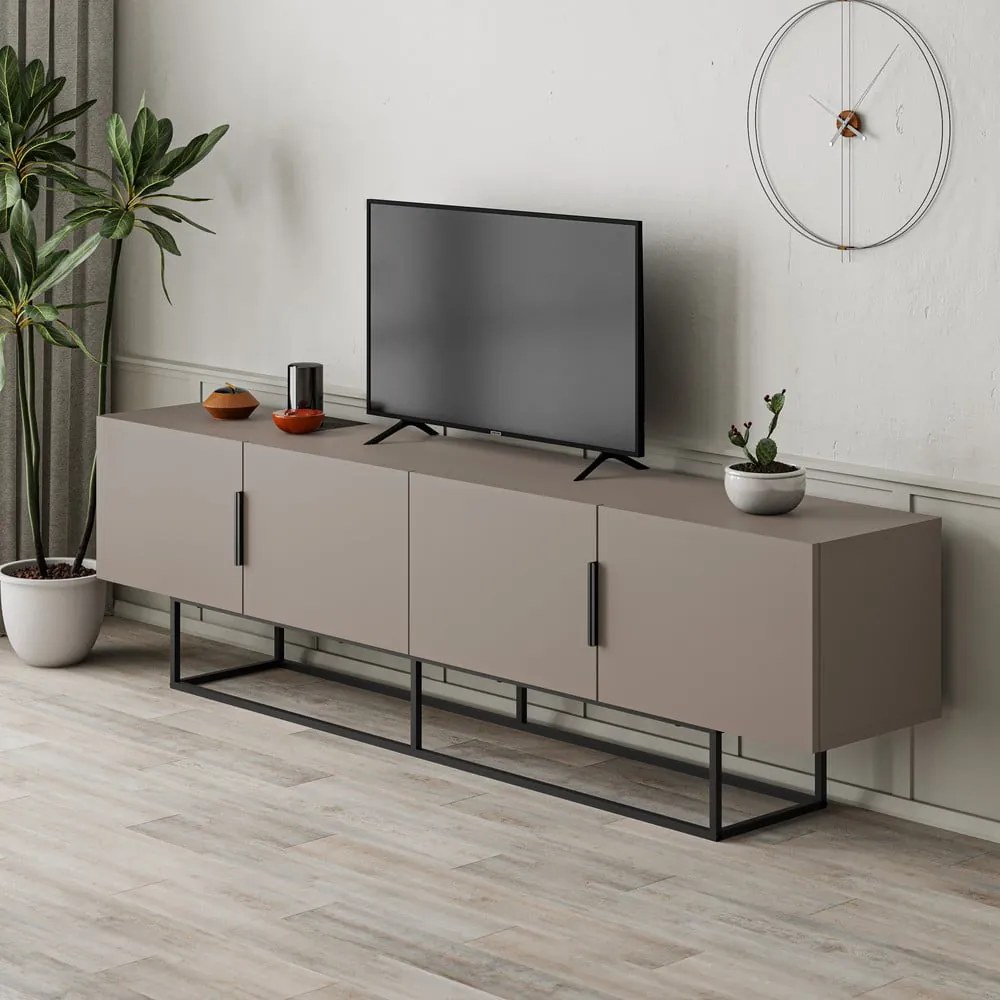 Šedo-béžový TV stolek 200x55 cm Titan – Marckeric