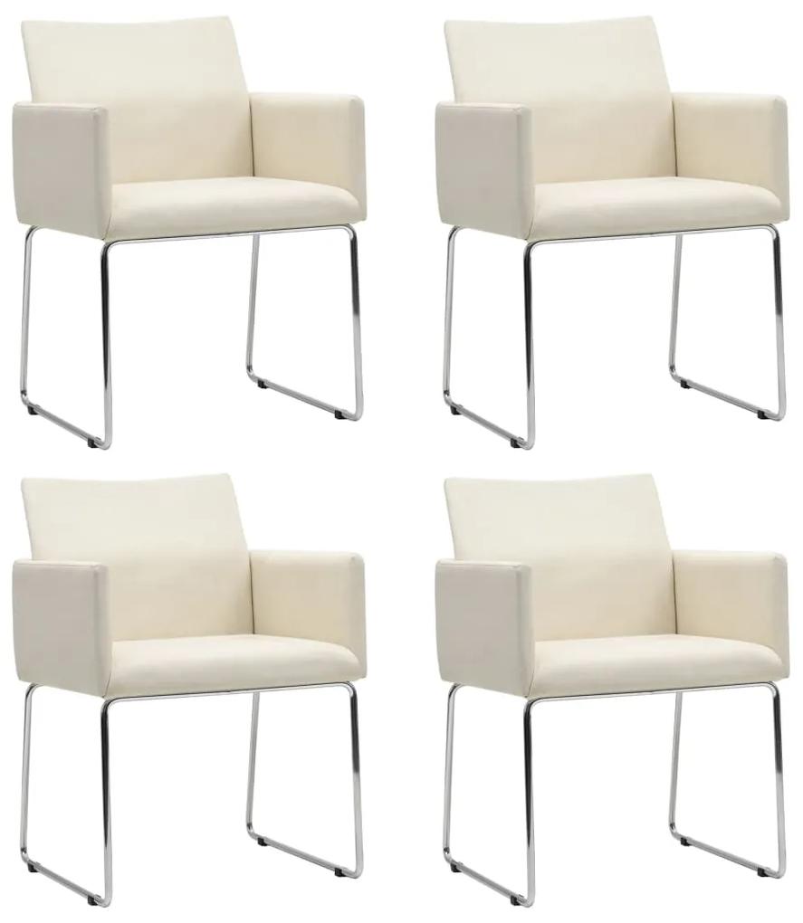 Jídelní židle 4 ks bílé se vzhledem lnu textil,  275582