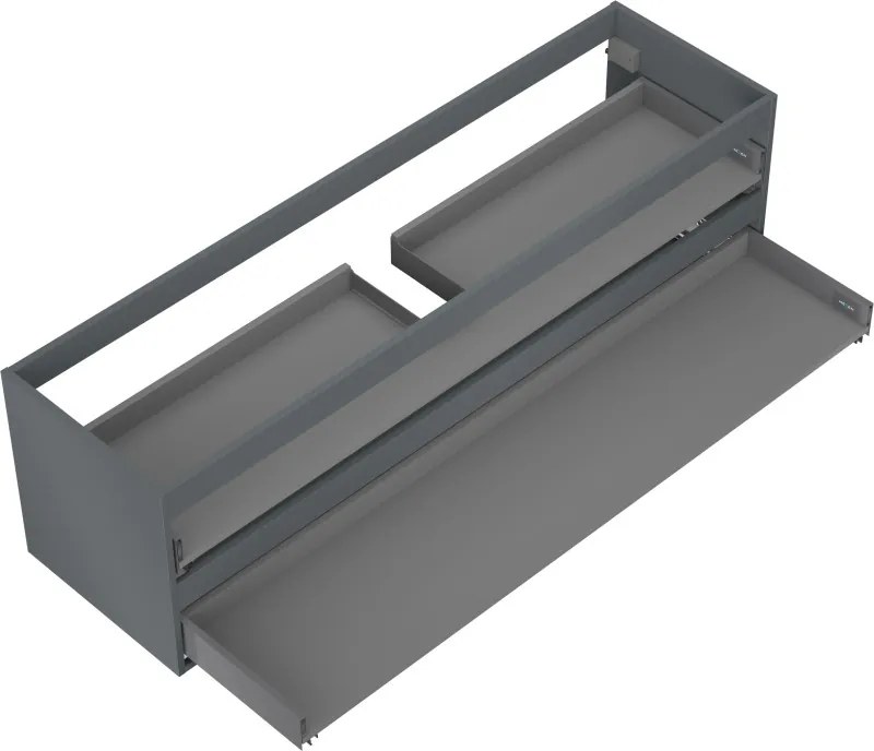 Mexen Box-A, závěsná skříňka 160 cm, 2 zásuvky, grafitová matná, 91AX0-1600-470-2-66