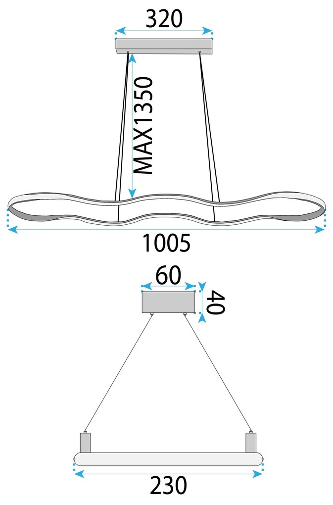 Toolight Závěsné LED osvětlení Modern D21 LHJ027-CP 120cm zlaté