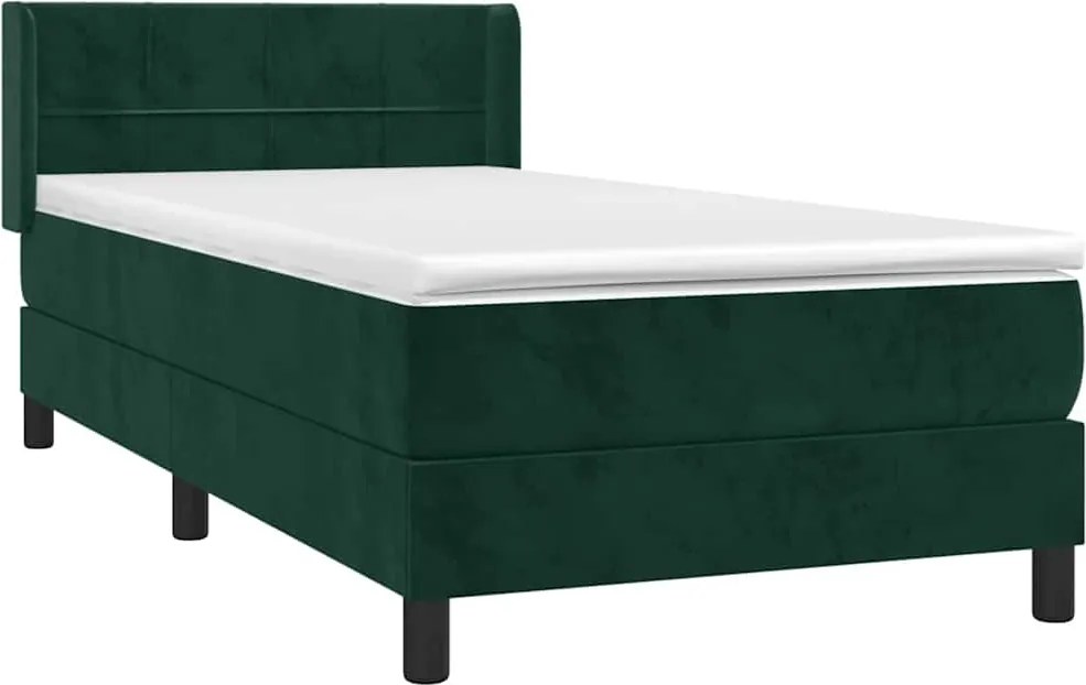 Box spring postel s matrací tmavě zelená 90x190 cm samet 3130934