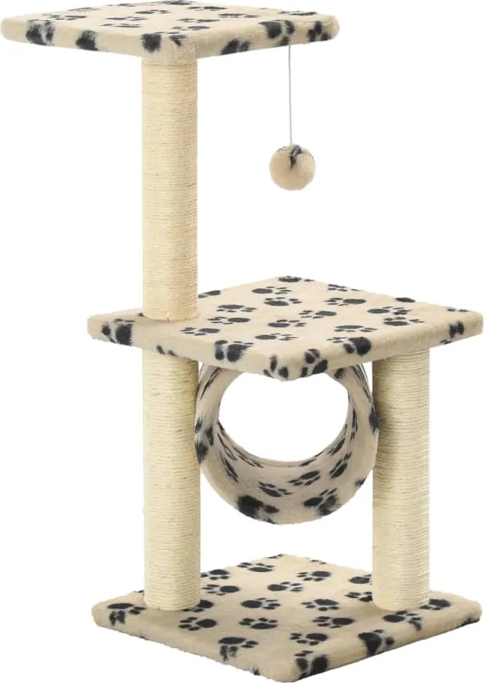Škrabadlo pro kočky sisalové sloupky 65 cm béžové s potiskem 170549