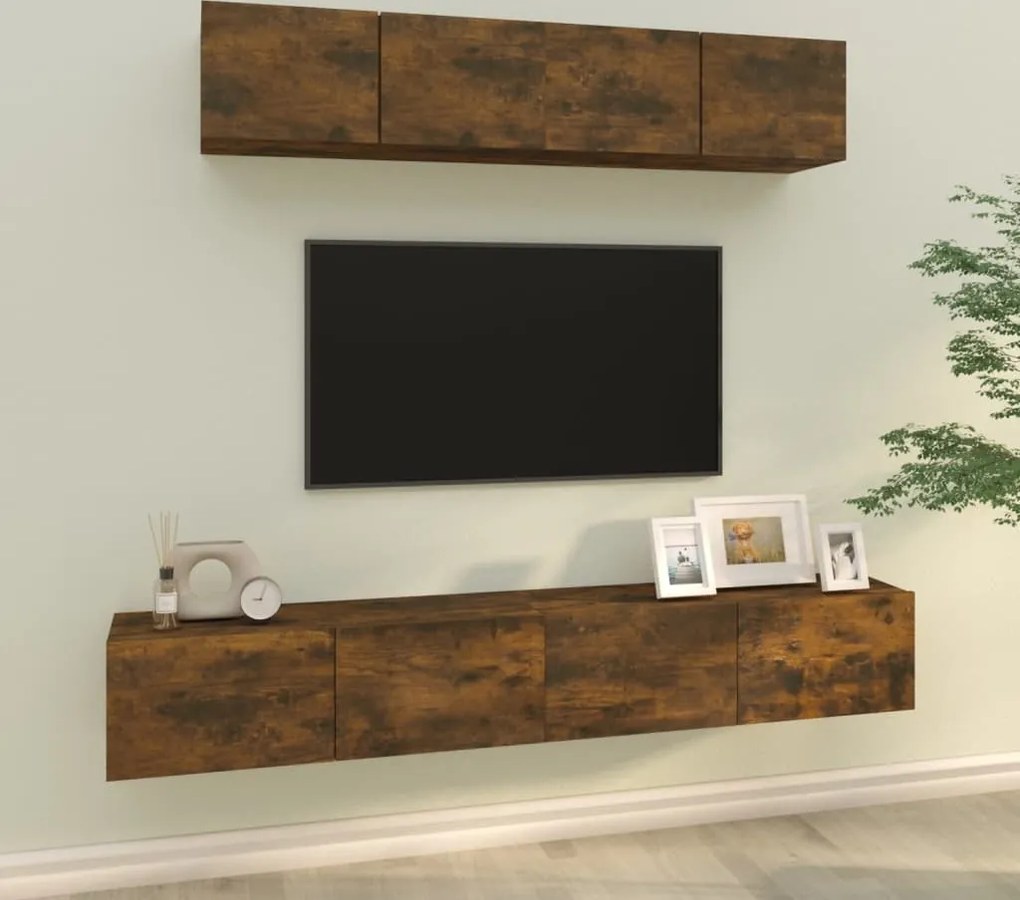 vidaXL 4dílný set TV skříněk kompozitní dřevo [3114529] Barva: Černá