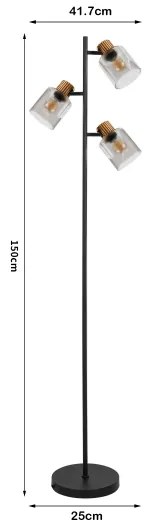 Brilagi - Stojací lampa HYGGE 3xE14/15W/230V kaučukovník/kouřová