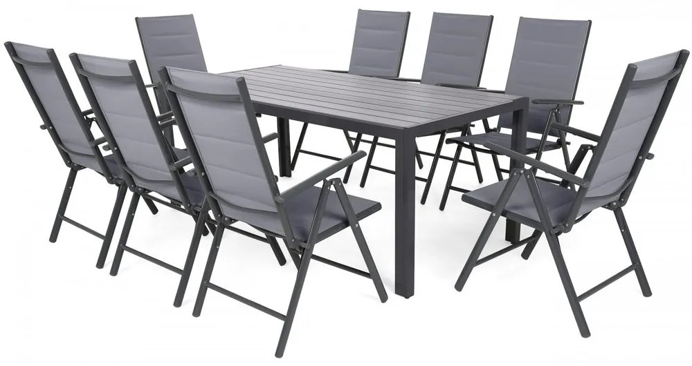 Home Garden Zahradní set Ibiza s 8 židlemi a stolem 185 cm, šedý