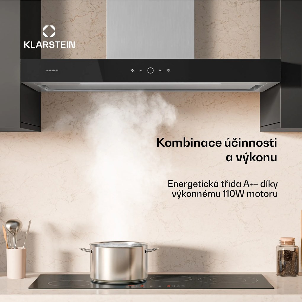 Klarstein Digestoř SmartEdge, WiFi, Tichý, Výkonný, LED, 550 m³/h, EEK A+