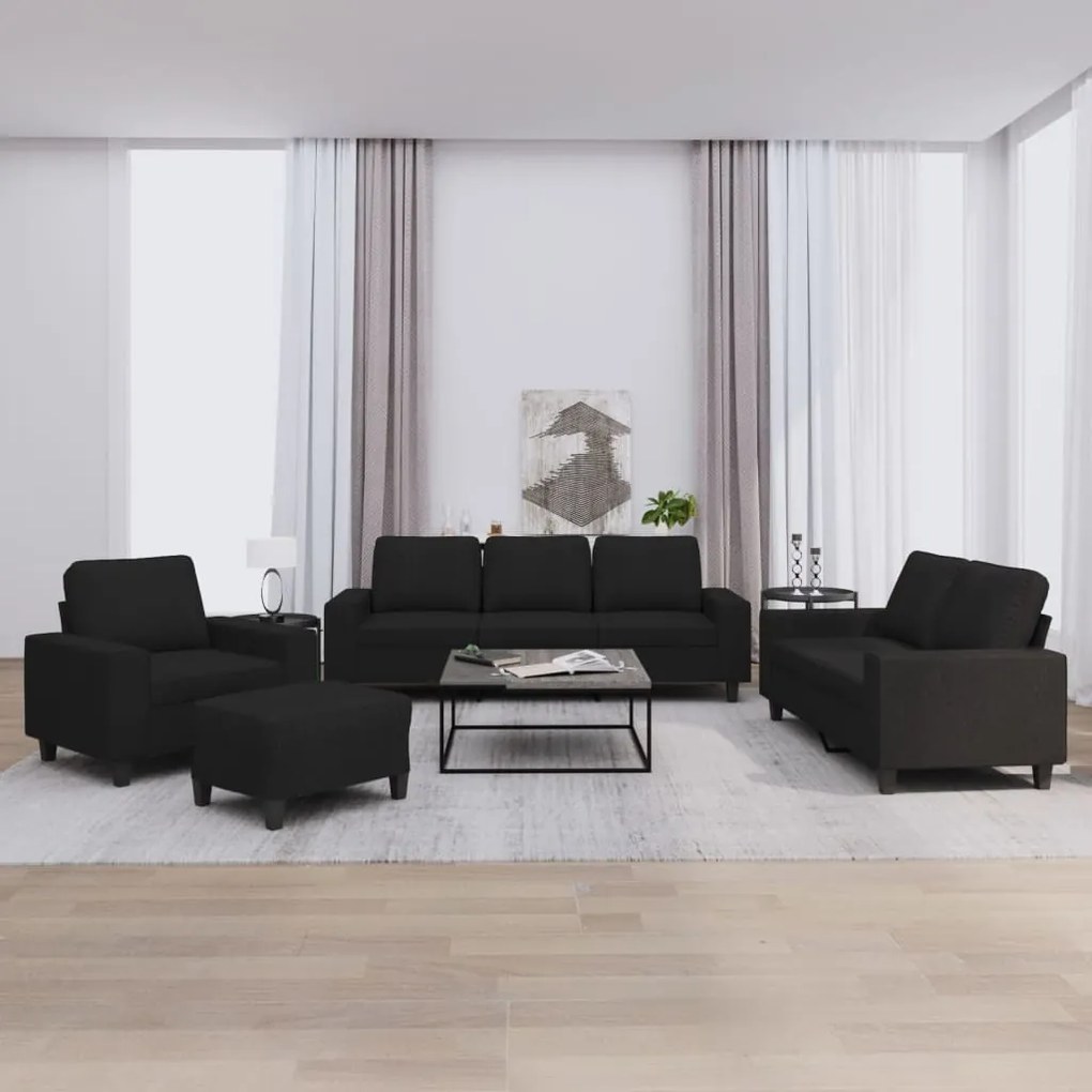4dílná sedací souprava černá textil 3201878