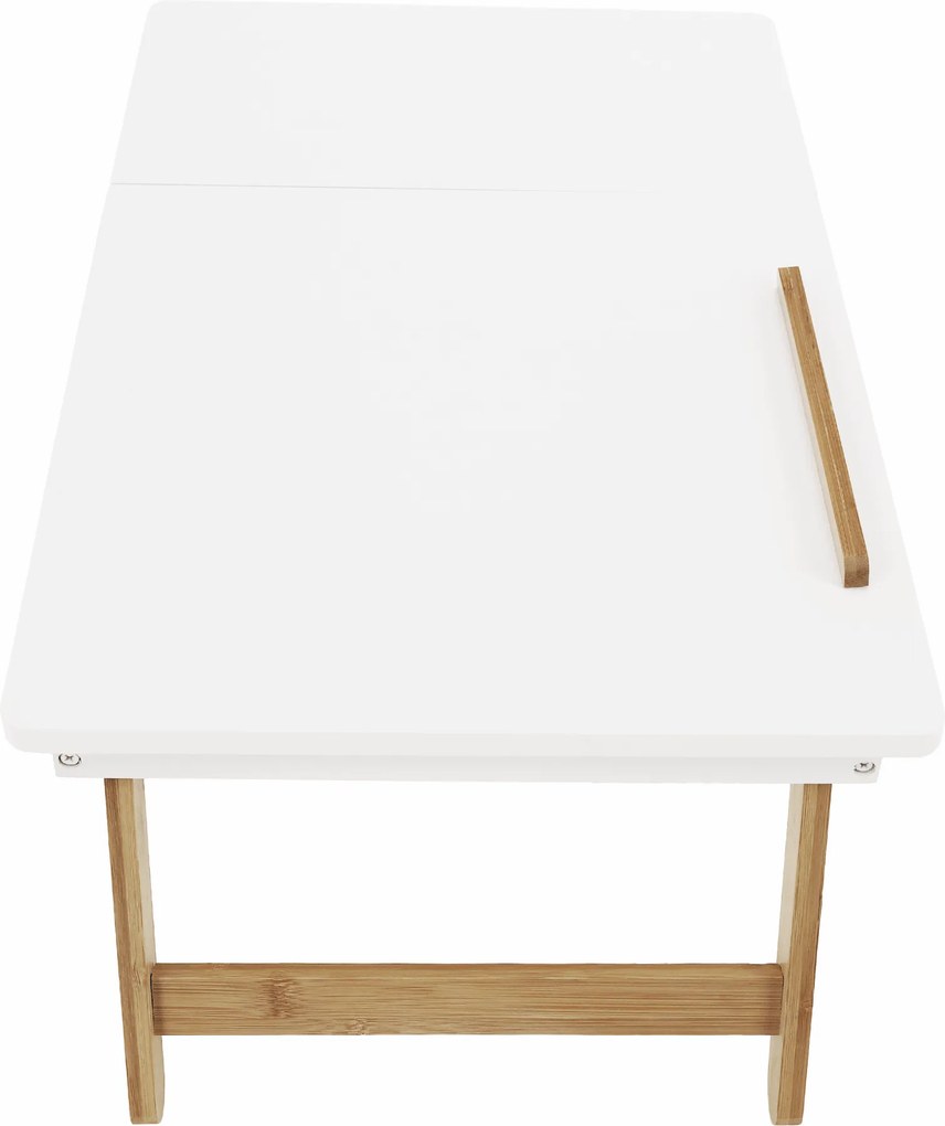 Příruční stolek na notebook / držák na tablet, bílá / přírodní bambus, MELTEN