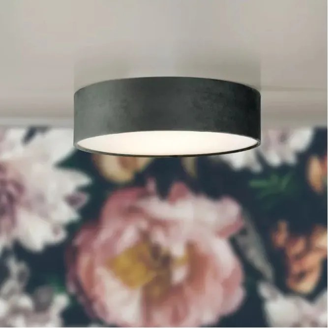Searchlight 23298-2GY Stropní sametový lustr VELVET ŠEDÝ, průměr 38cm