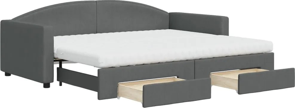 Válenda s přistýlkou a zásuvkami tmavě šedá 90 x 200 cm textil 3197243