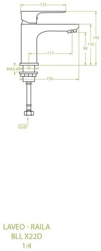 Laveo Raila, umyvadlová baterie stojánková h-145, chromová-černá, LAV-BLL_722D