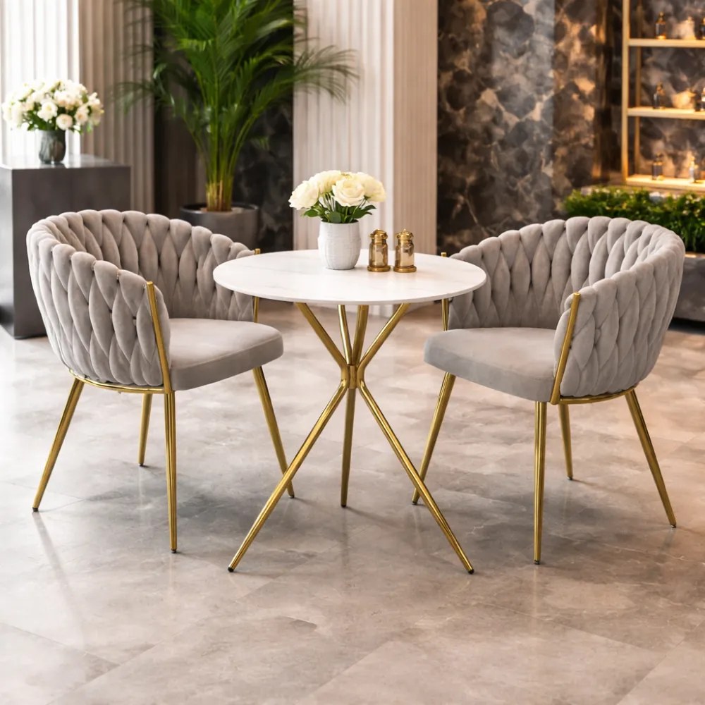 Jídelní křeslo, šedohnědá Taupe Velvet látka/gold chrom zlatý, DEILA