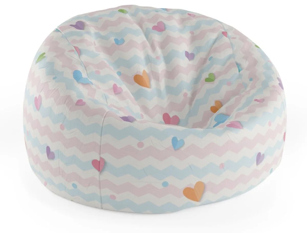 Sablio Sedací vak Cocoon Barevná srdíčka - 75 x 45 x 35 cm