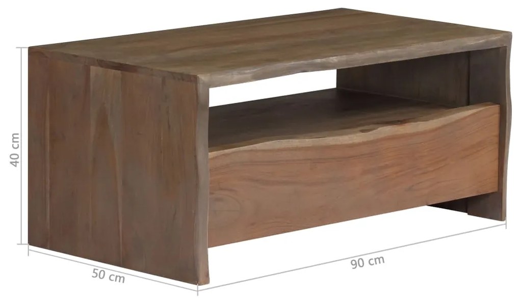 Konferenční stolek dřevo akácie přírodní hrany 90x50x40 cm šedý - Default Title