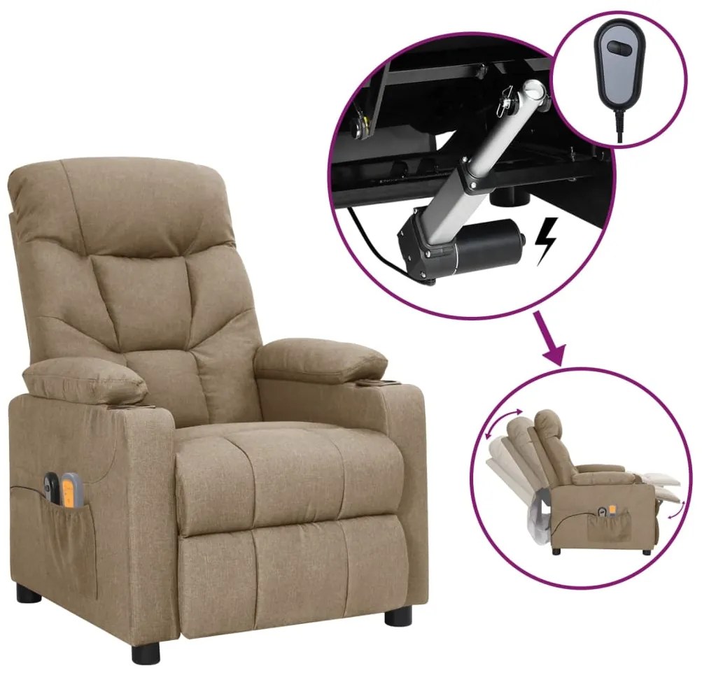Elektrické masážní křeslo taupe textil 3098835