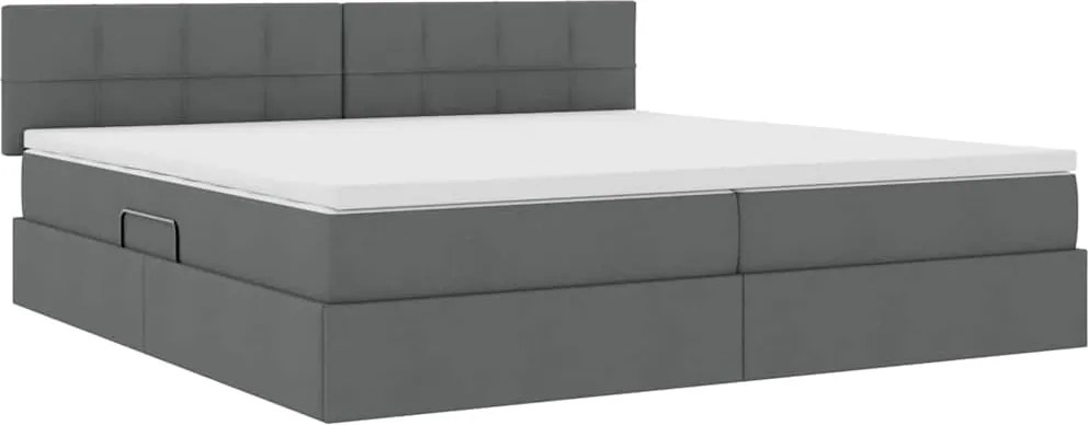Postel s úložným prostorem a matrací Tmavě šedá 200 x 200 cm 3370531